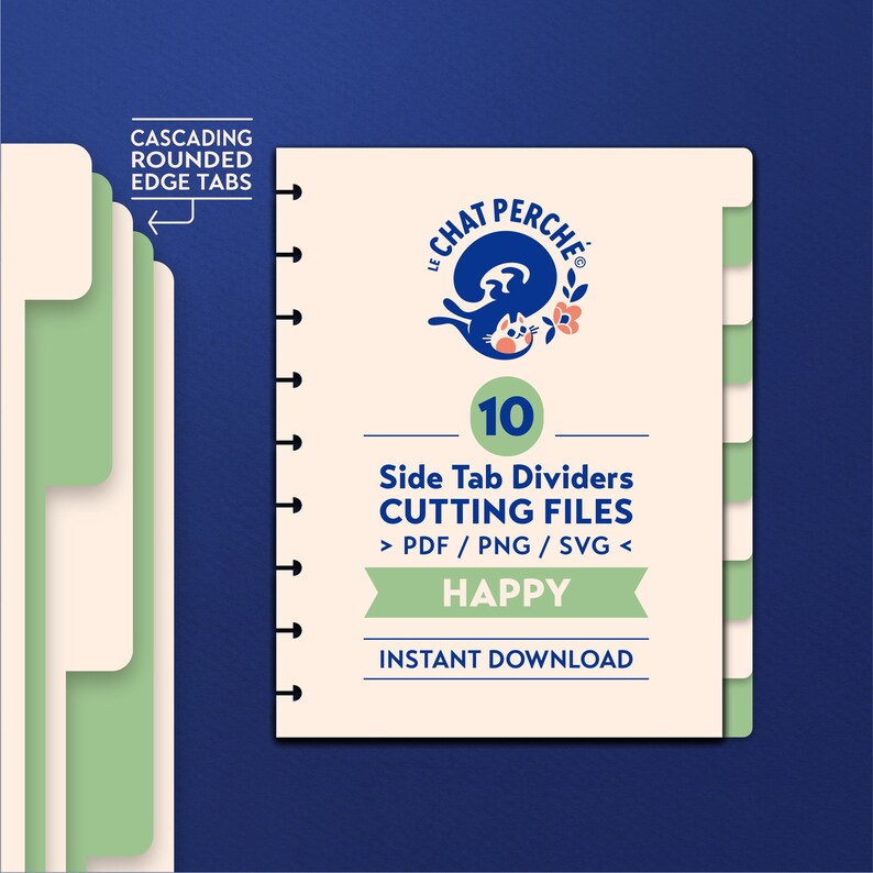 10 Side Tab Dividers for CLASSIC HAPPY Size Disc Bound Planner, Die ...