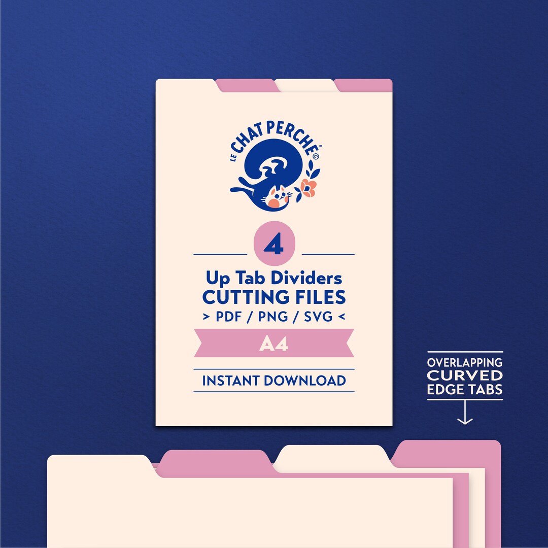 04 Top Tab Dividers for A4 Size Planner, Die Cutting Files Set Pdf, Png ...