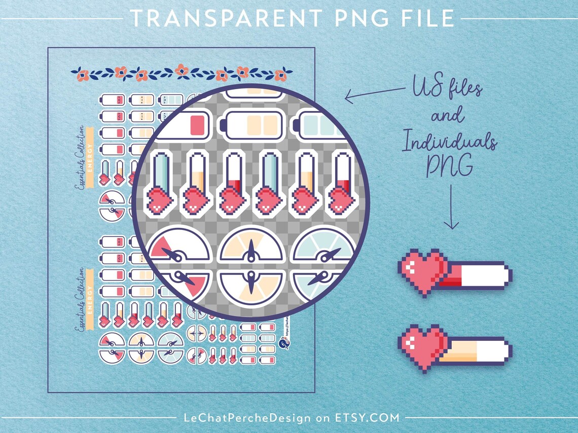 Energy Level Stickers Bundle Printable | Print and Cut Energy Gauge ...