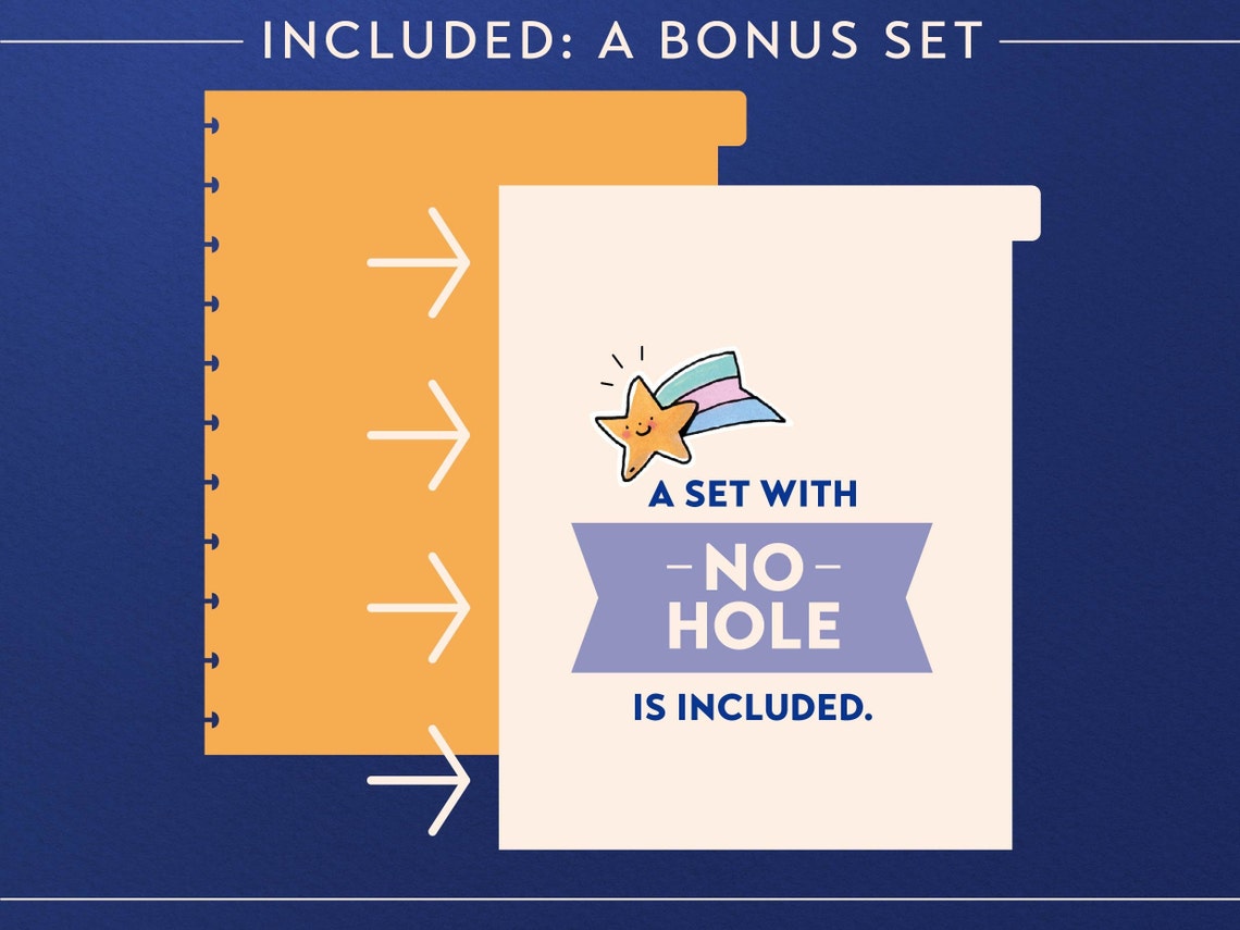 4 Bottom Tab Dividers for LETTER Size Disc Bound Planner, Die Cutting ...