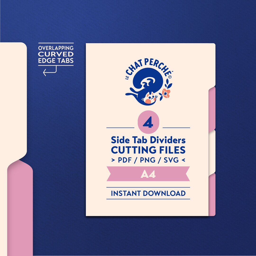 04 Side Tab Dividers for A4 Size Planner, Die Cutting Files Set Pdf ...
