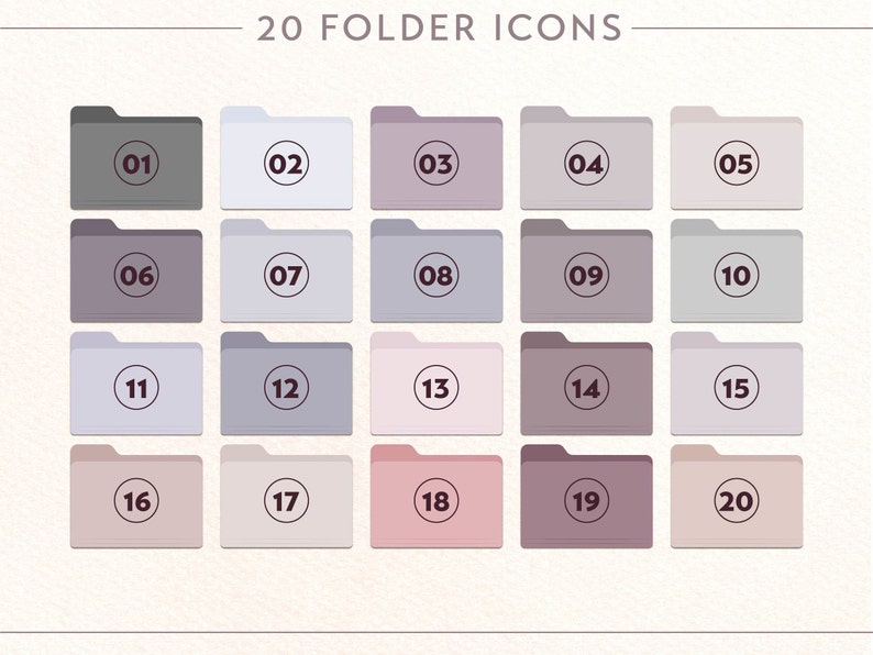 20 NEUTRAL Desktop Folder Icons Mac & Windows, Customizable Icons ...
