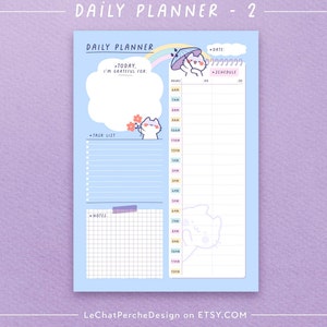 Kawaii Daily Planner Bundle, Digital Timetable, Cute Cat Daily Schedule ...