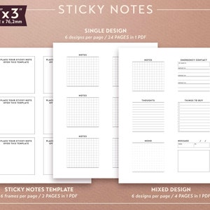 Sticky Notes FINANCIAL Printable, 3 X 3, Minimalist Planner Cards ...