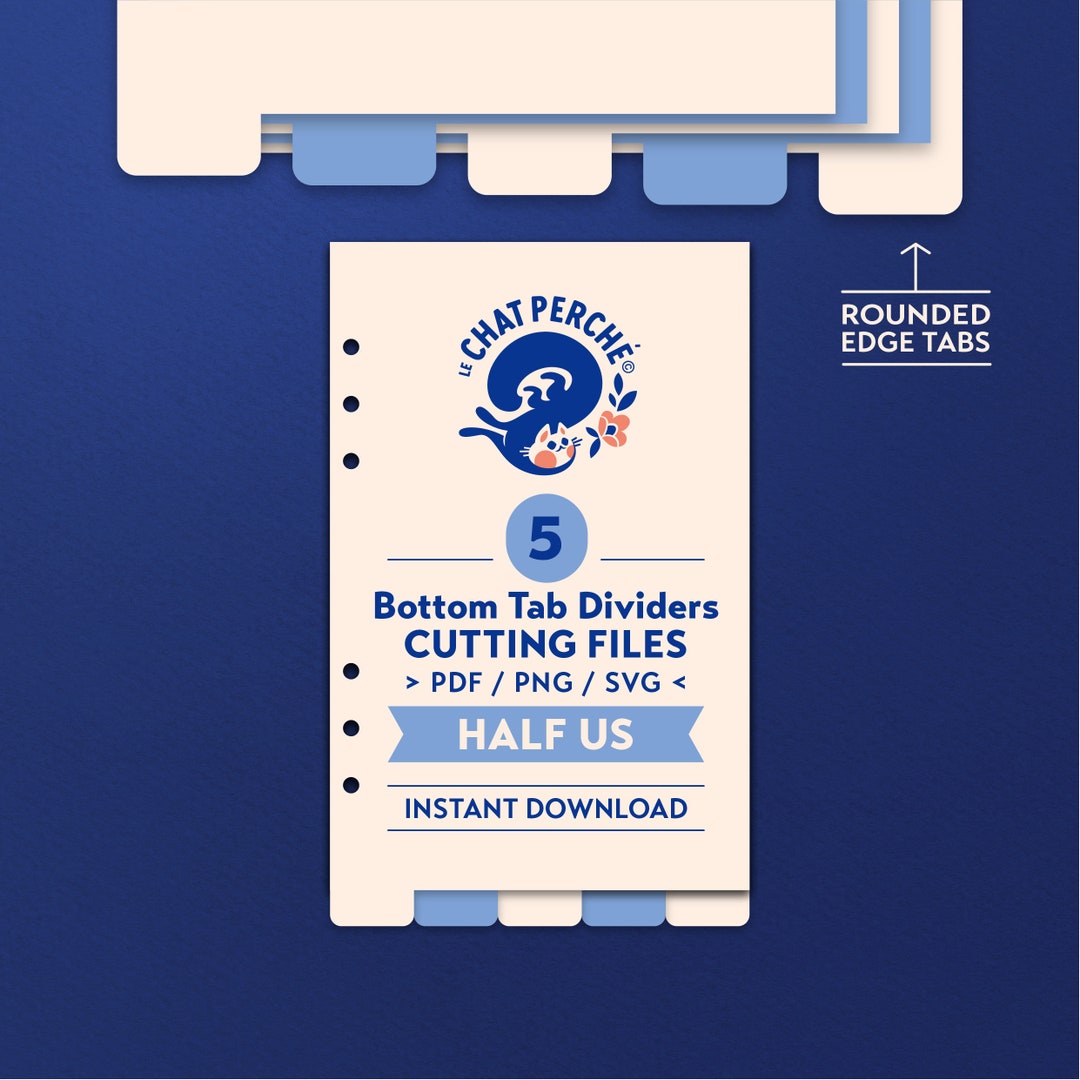 05 Bottom Tab Dividers for HALF LETTER Size Planner, Die Cutting Files ...