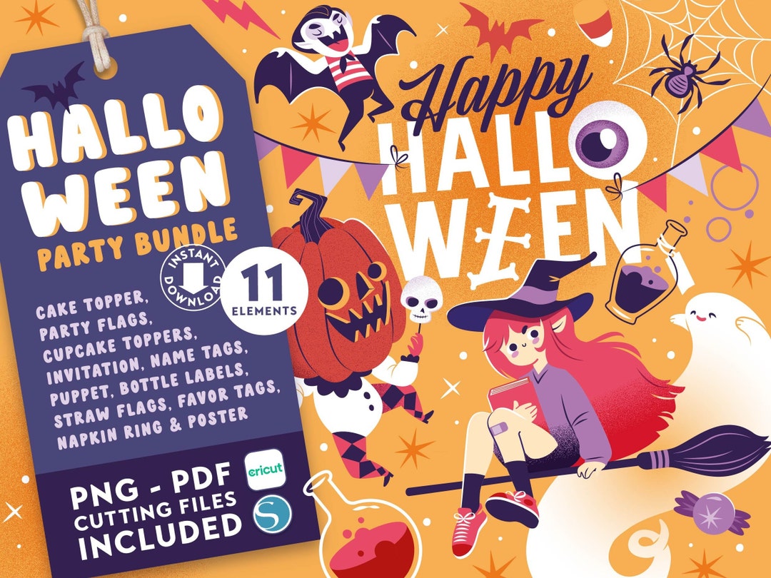 Halloween PARTY BUNDLE Decoration KIT, Print and Cut Table Decor ...