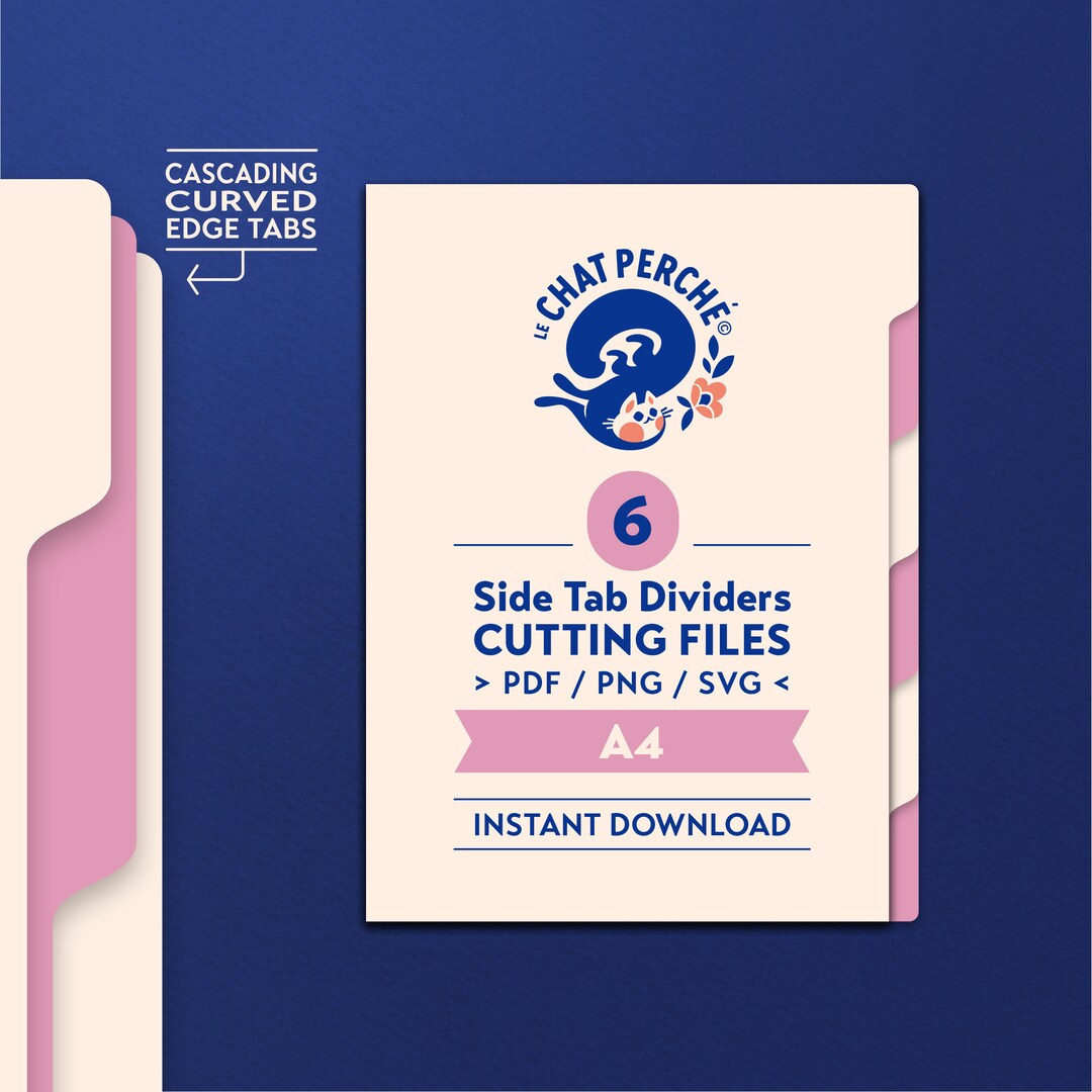 06 Side Tab Dividers for A4 Size Planner, Die Cutting Files Set Pdf ...