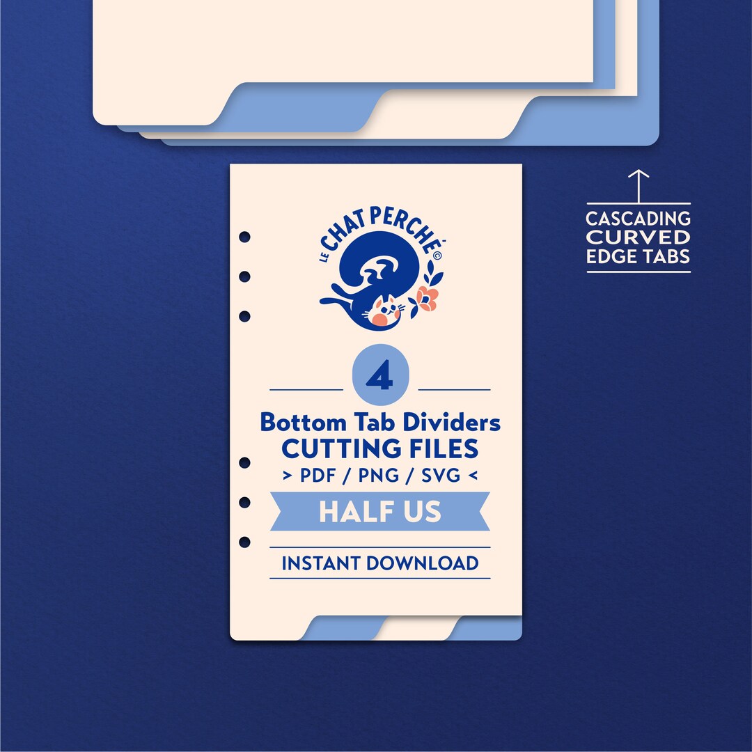 04 Bottom Tab Dividers for HALF LETTER Size Planner, Die Cutting Files ...