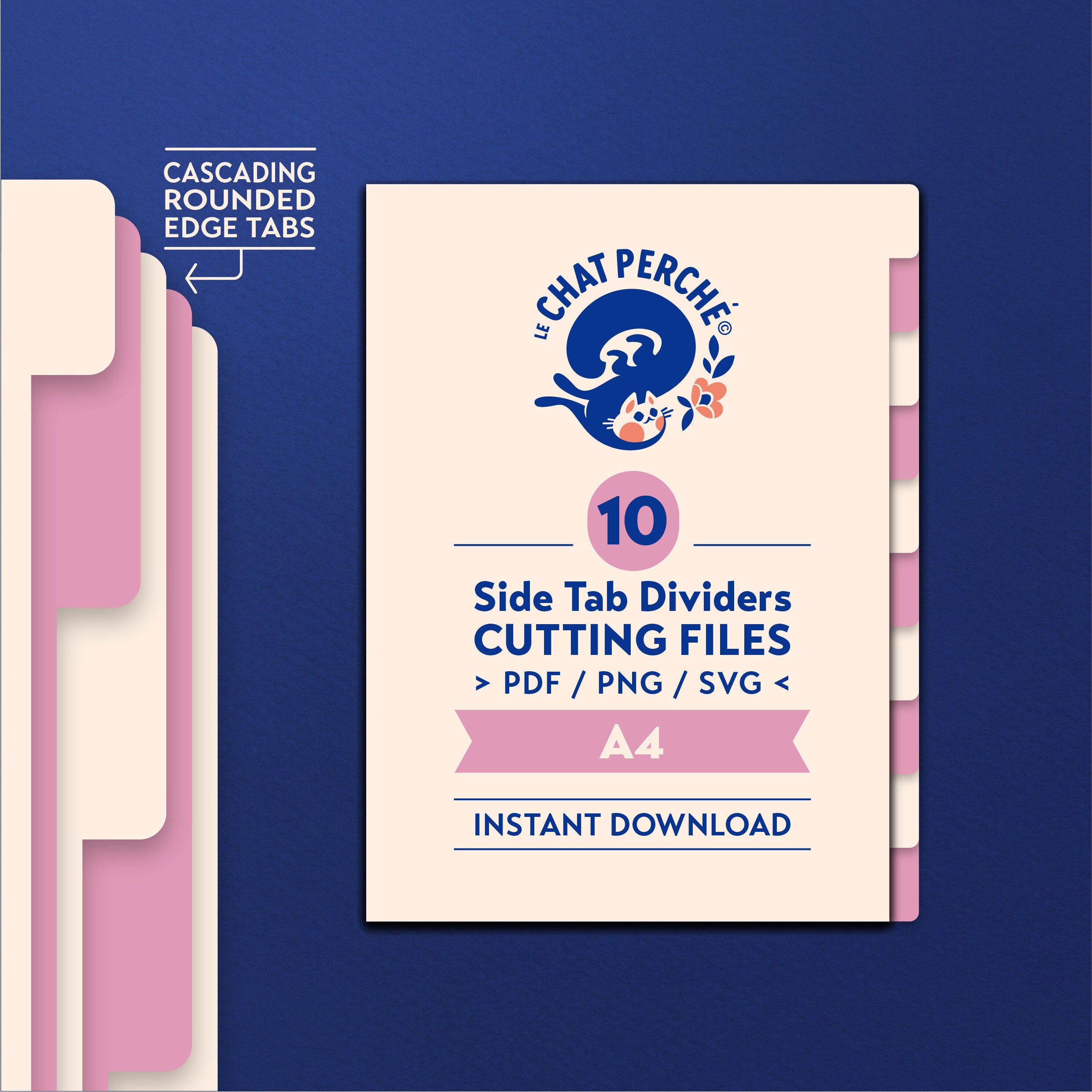 10 Side Tab Dividers for A4 Size Planner, Die Cutting Files Set - Pdf ...