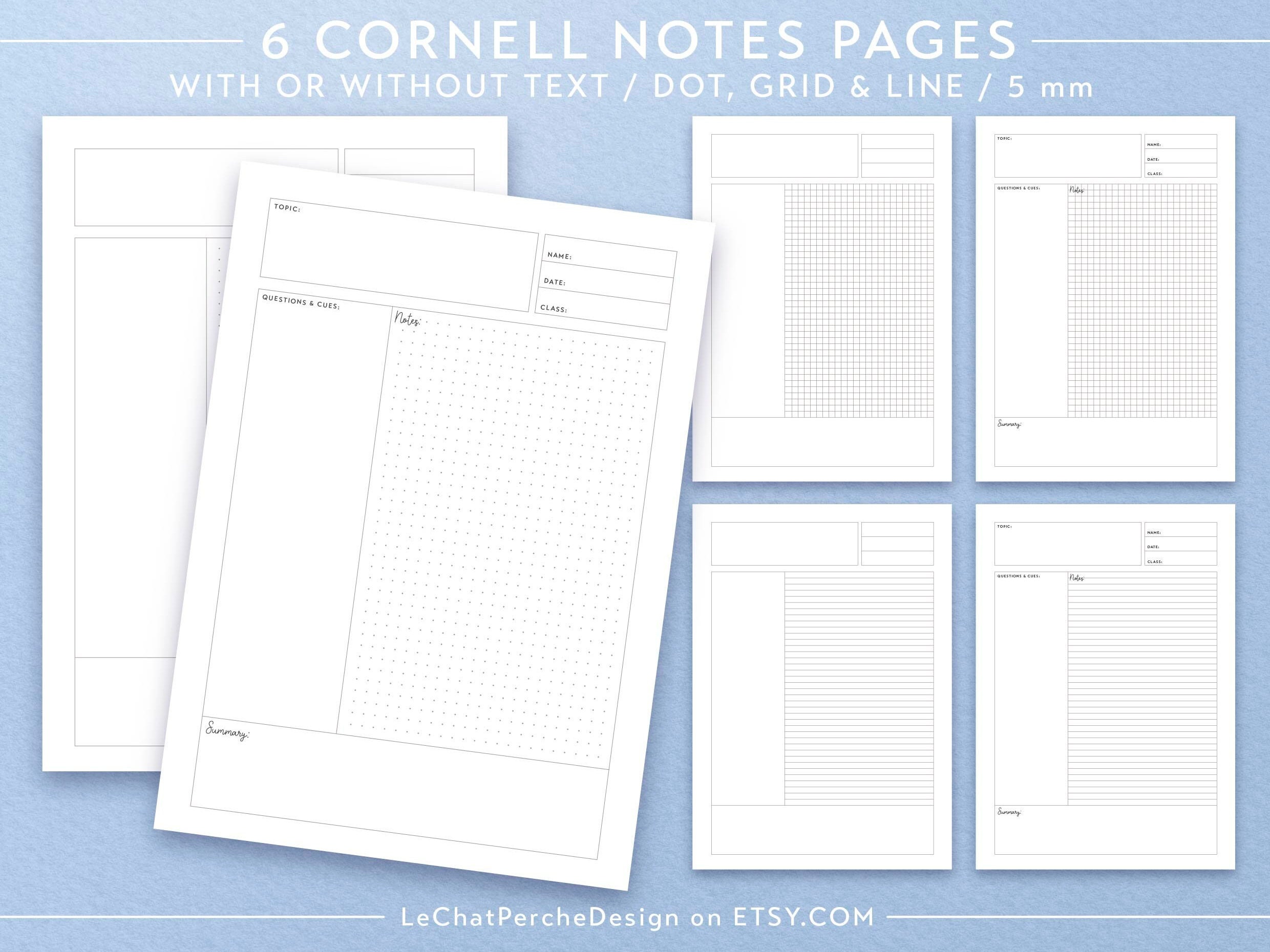 Student Notes Taking Template Printable Bundle, Dot, Grid and Lined ...
