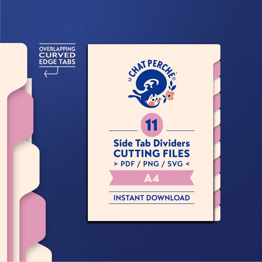 11 Side Tab Dividers for A4 Size Planner, Die Cutting Files Set - Pdf ...