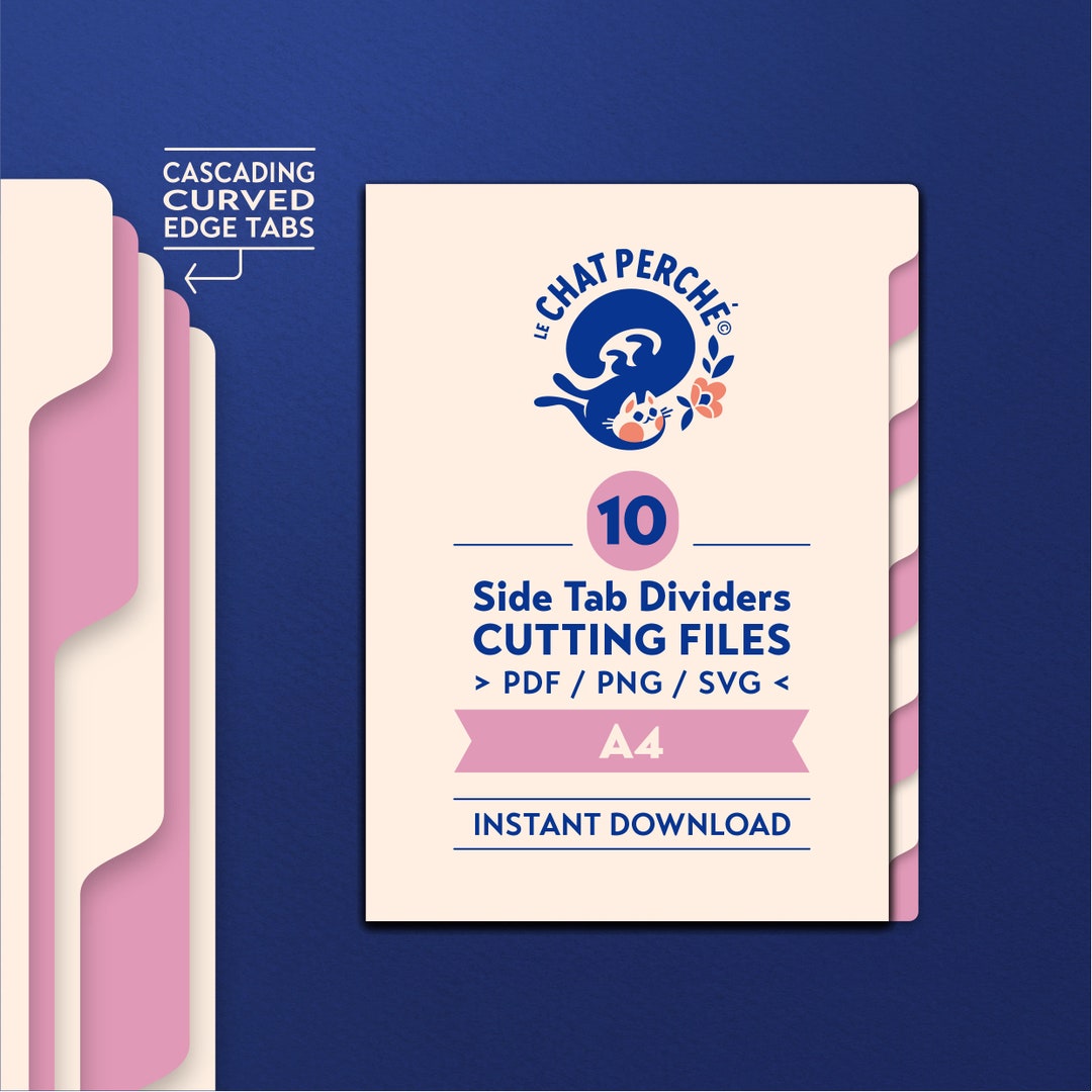 10 Side Tab Dividers for A4 Size Planner, Die Cutting Files Set Pdf ...