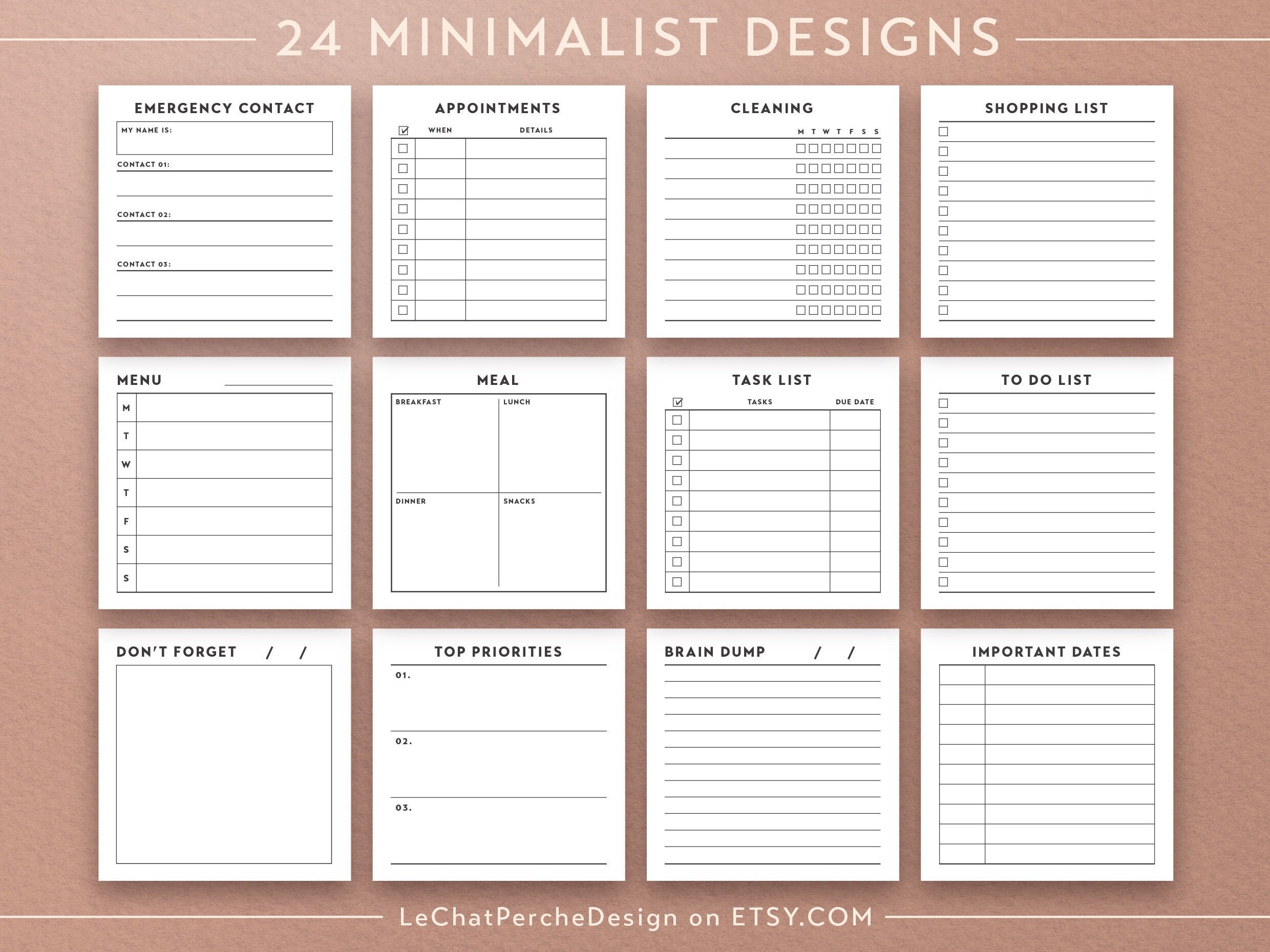 Sticky Notes EVERYDAY Printable, 3 X 3, Minimalist Planner Cards ...