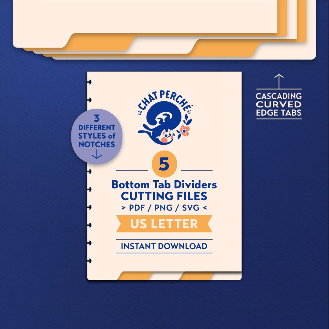 05 Bottom Tab Dividers for LETTER Size Disc Bound Planner, Die Cutting ...