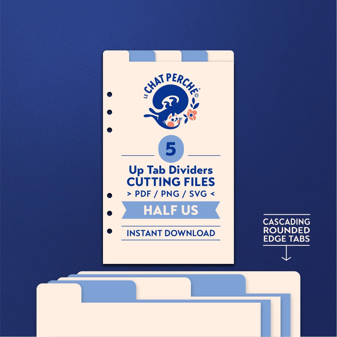 05 Top Tab Dividers for HALF LETTER Size Planner, Die Cutting Files Set ...