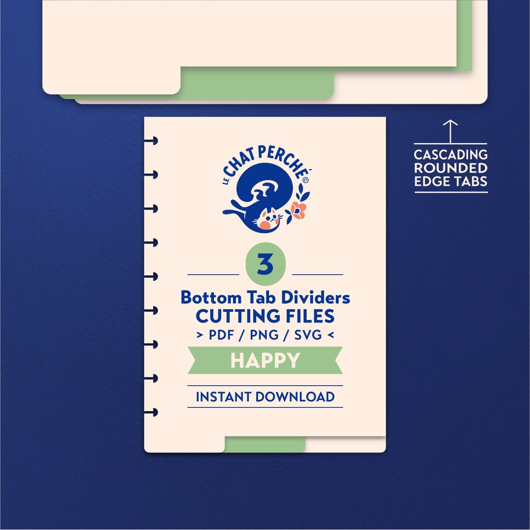 3 Bottom Tab Dividers for CLASSIC HAPPY Size Disc Bound Planner, Die ...