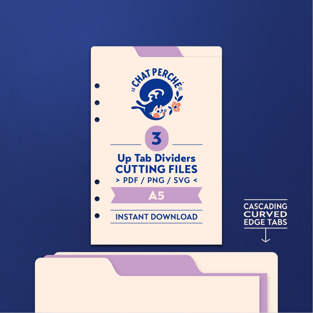 03 Top Tab Dividers for A5 Size Planner, Die Cutting Files Set Pdf, Png ...