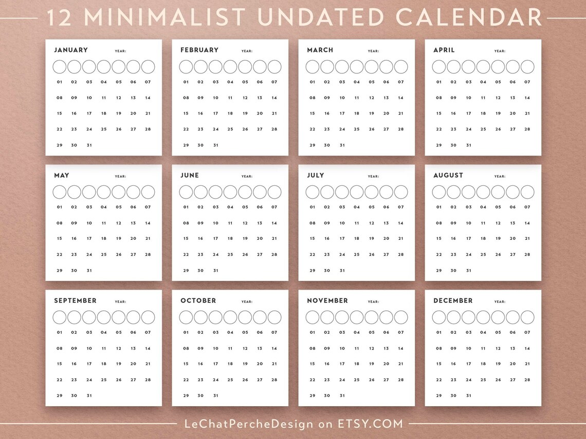 Minimalist Monthly Calendar Sticky Notes, 3x3 Printable (PDF) - Etsy