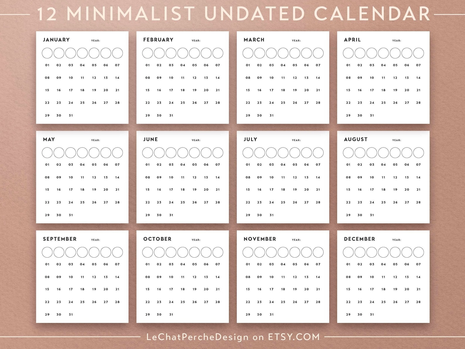 Sticky Notes Perpetual MONTHLY CALENDAR Printable, 3 X 3, Desk Calendar ...