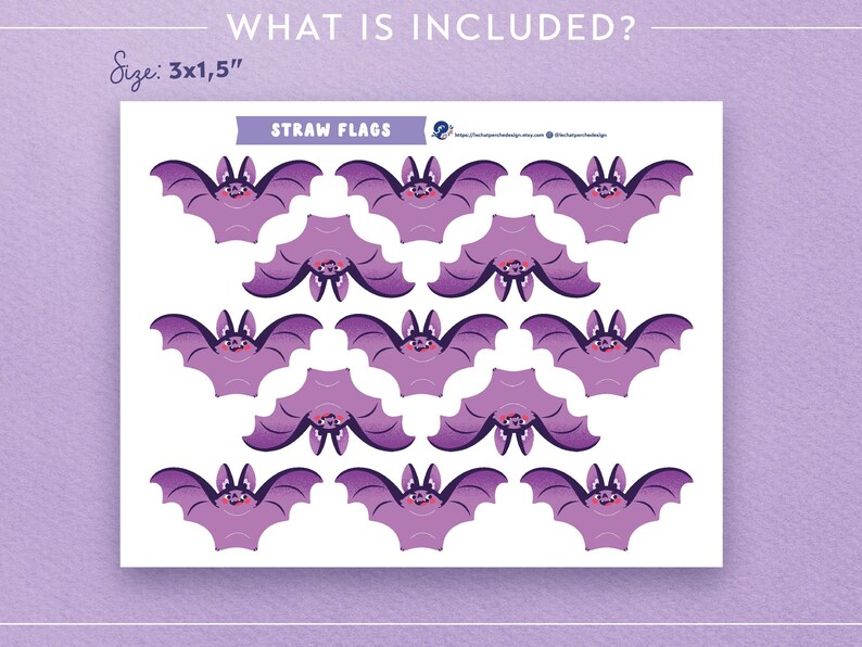 Halloween Bat Straw Flags, Printable Party Decor (digital Download) - Etsy