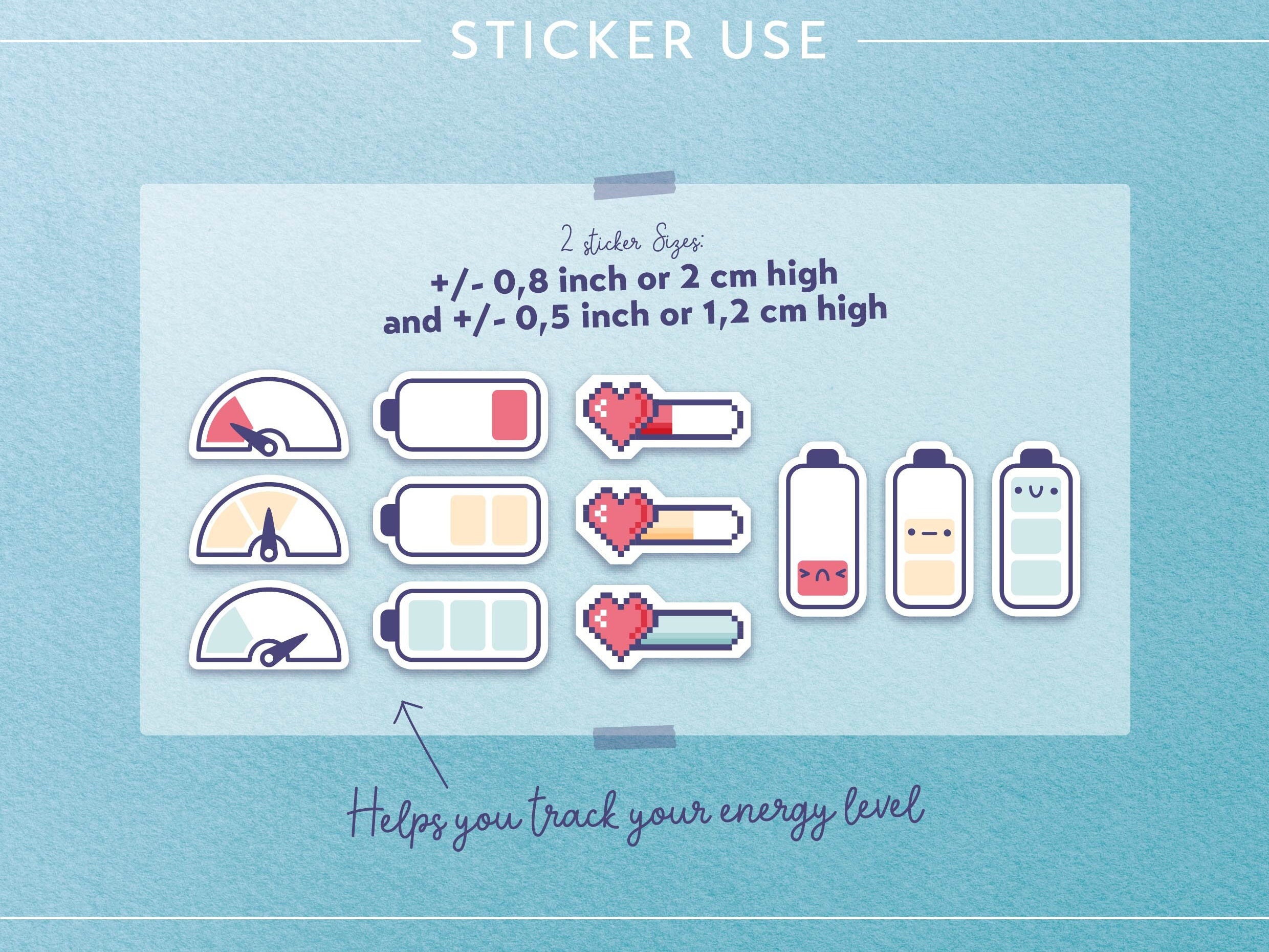 Energy Level Stickers Bundle Printable | Print and Cut Energy Gauge ...
