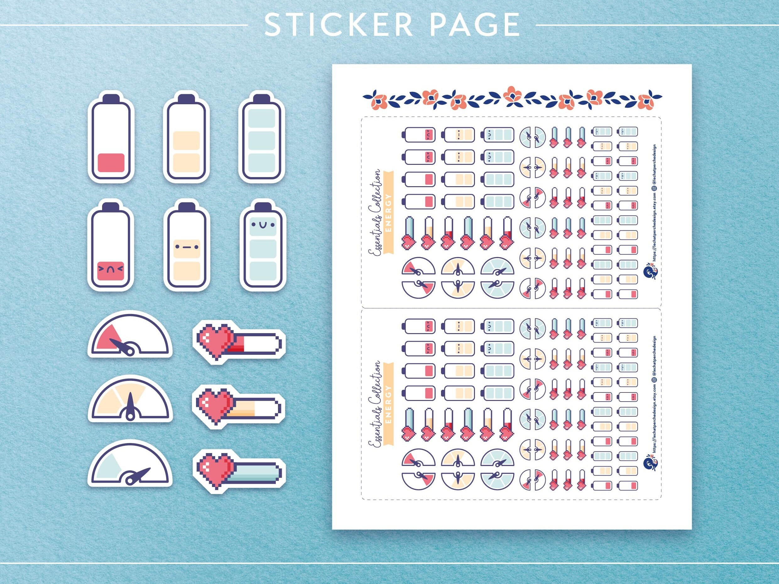 Energy Level Stickers Bundle Printable | Print and Cut Energy Gauge ...