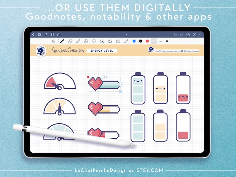 Energy Level Stickers Bundle Printable | Print and Cut Energy Gauge ...