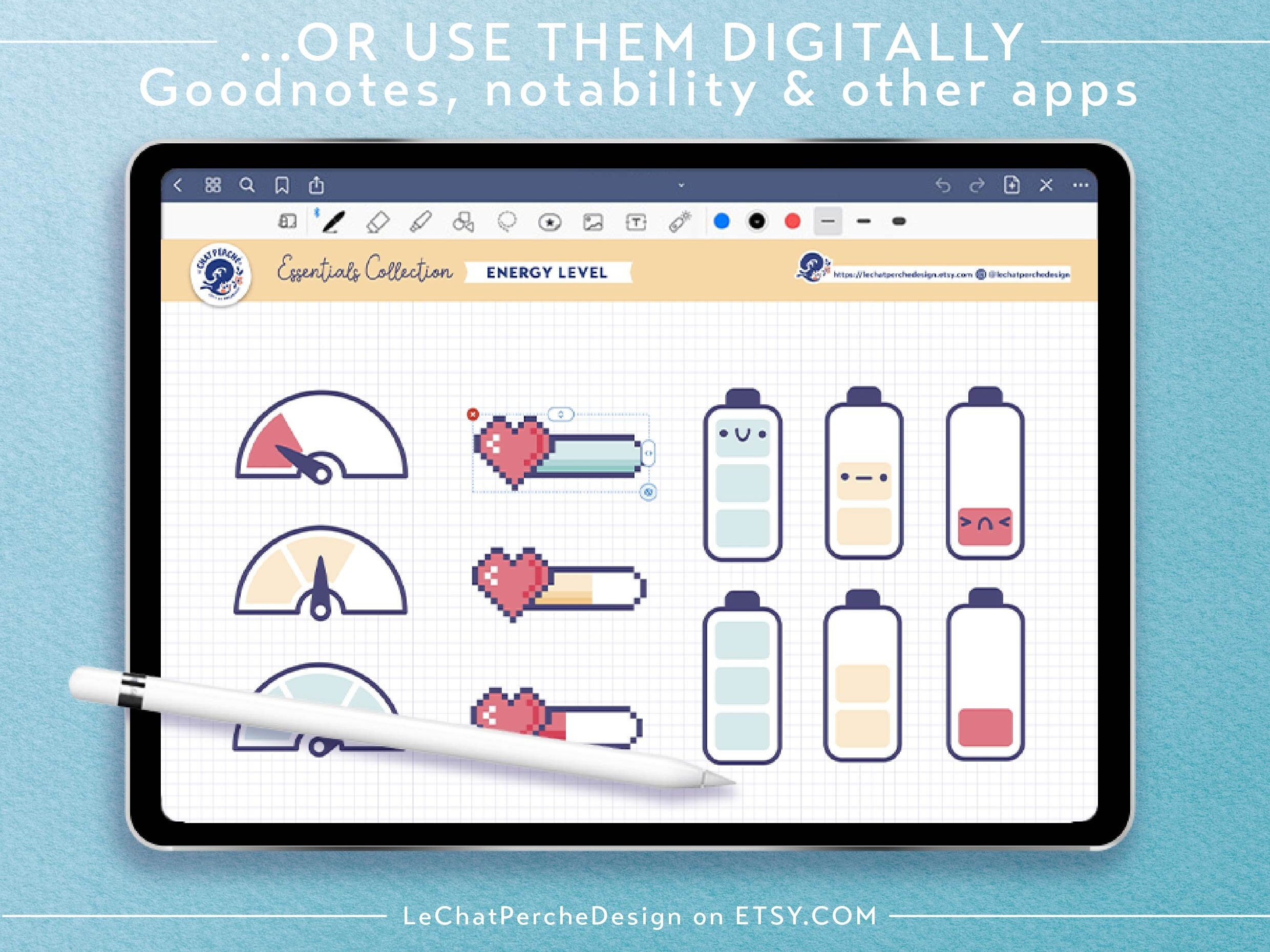 Energy Level Stickers Bundle Printable | Print and Cut Energy Gauge ...