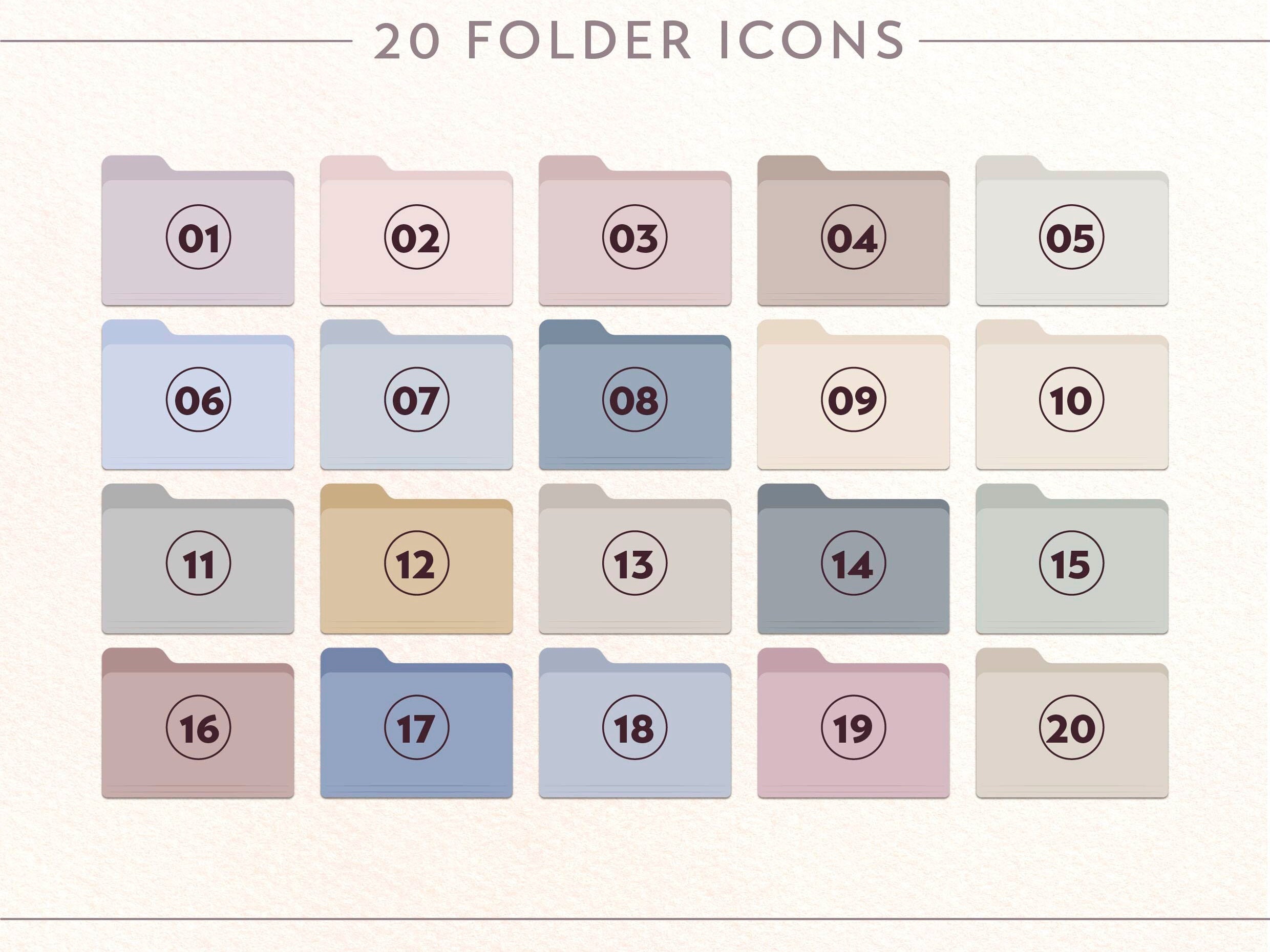 20 MUTED Desktop Folder Icons Mac & Windows, Customizable Icons, Laptop ...