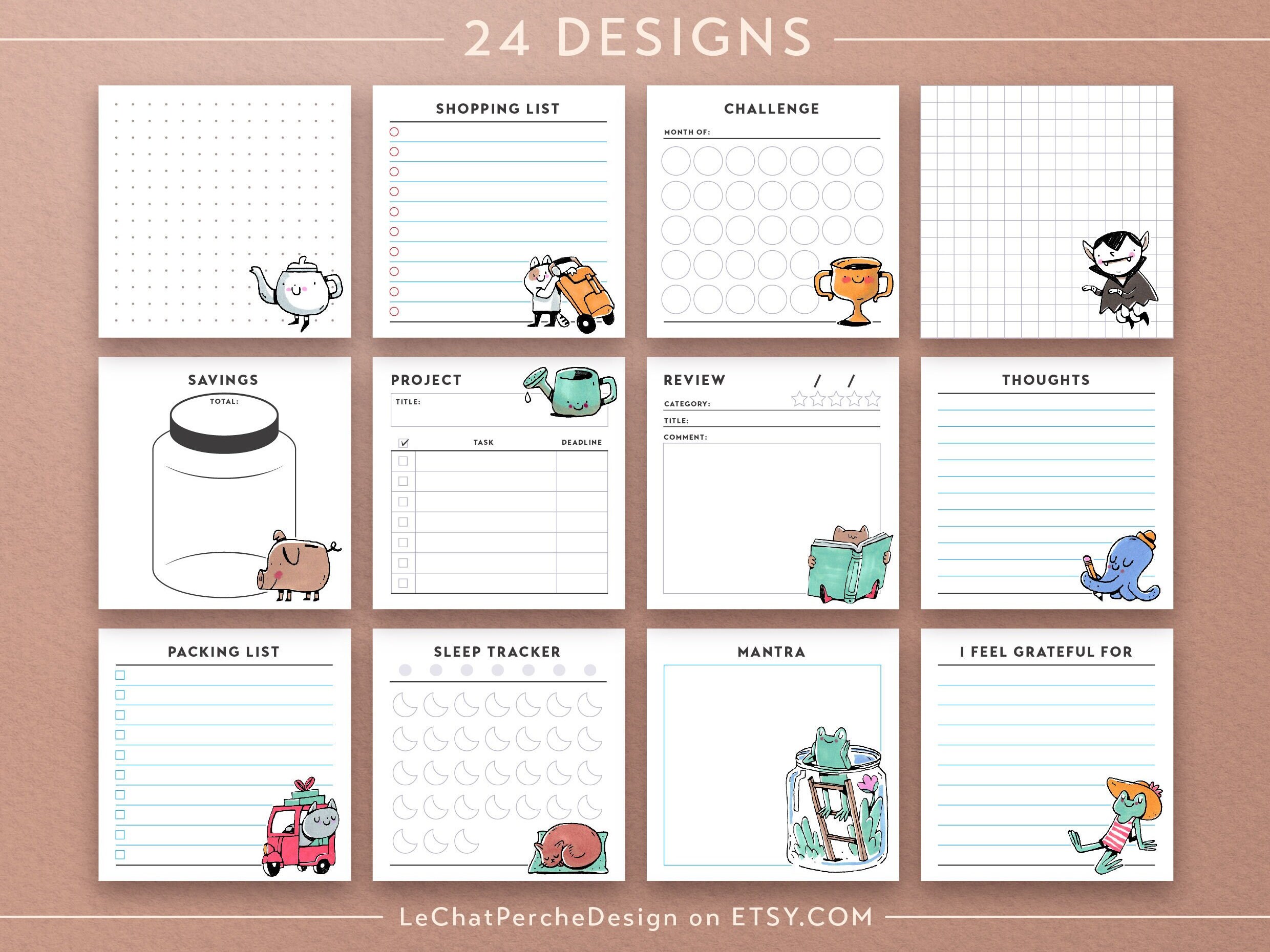 Sticky Notes Fun Drawing Printable, 3 X 3, Cute Notes, Planner Cards ...