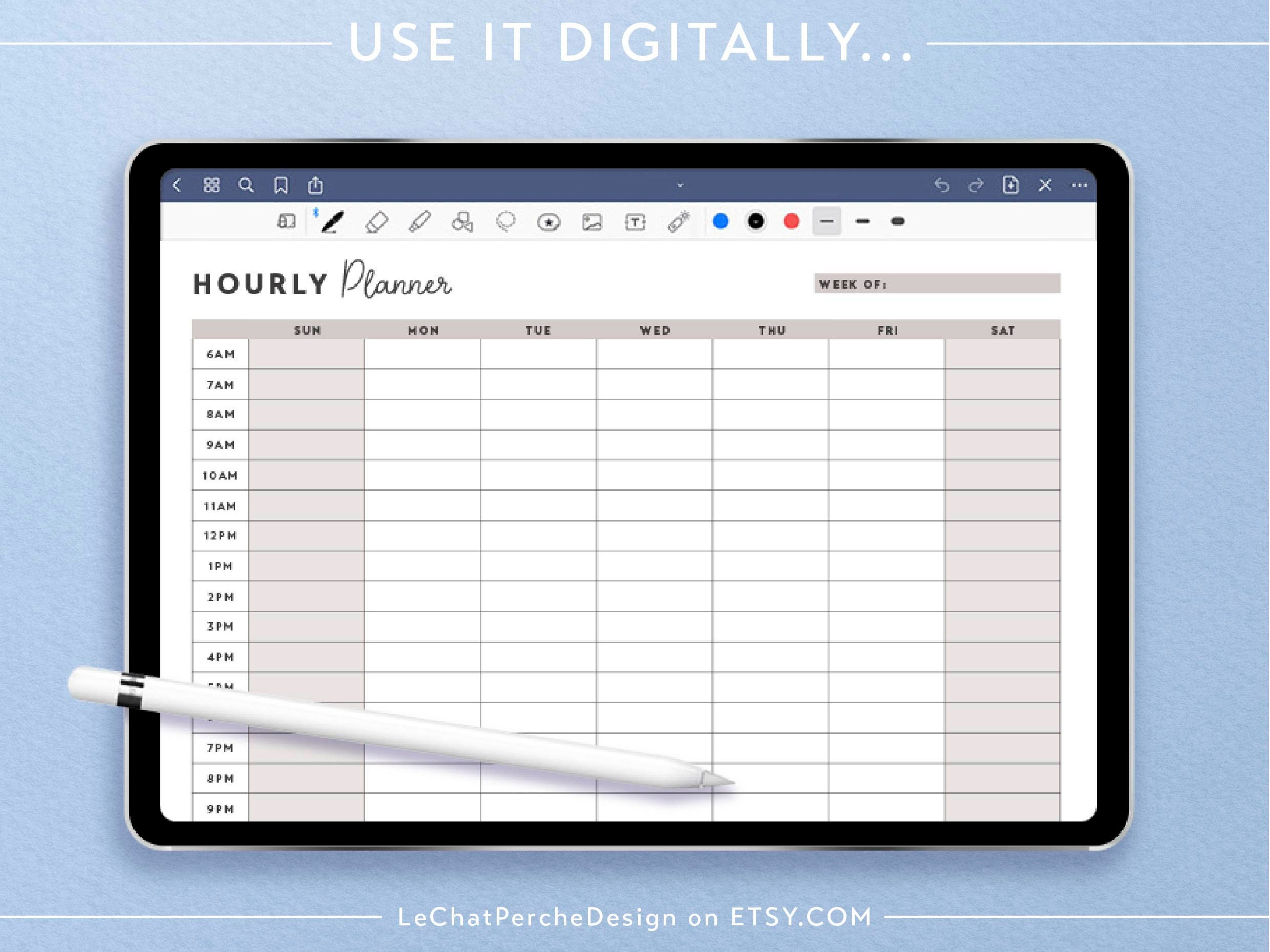 Hourly Planner, Timetable, Minimalist Functional Daily Schedule ...