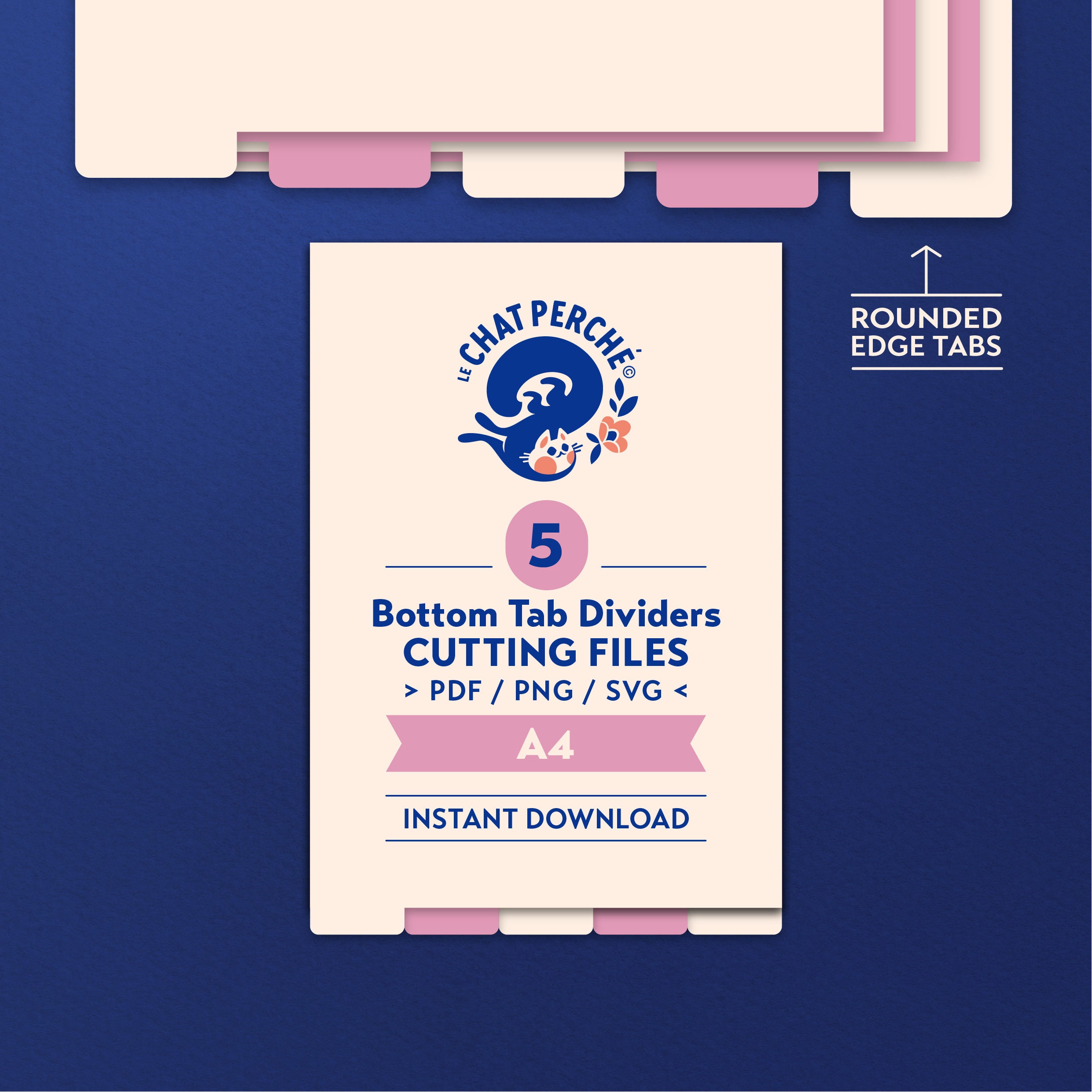 05 Bottom Tab Dividers for A4 Size Planner, Die Cutting Files Set Pdf ...