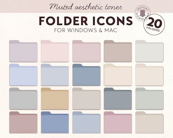 12 NEUTRAL Desktop Folder Icons Mac and Windows, Customizable Icons ...
