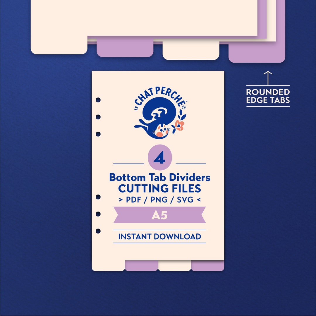 04 Bottom Tab Dividers for A5 Size Planner, Die Cutting Files Set - Pdf ...