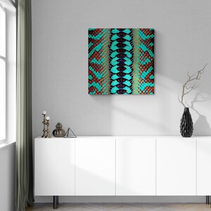 Turquoise Python Snake Skin Wall Art, Southwestern Art, Reptile Skin ...