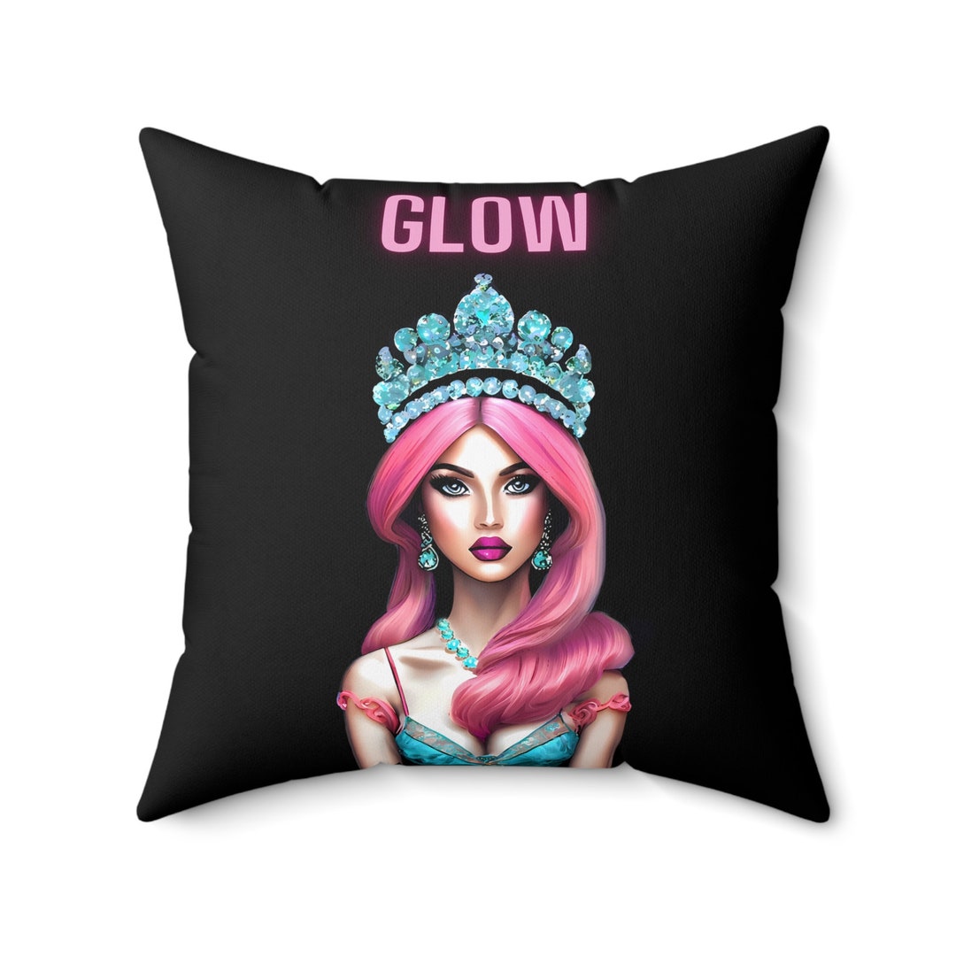 Queen, Pink Hair, Crown, Decorative Pillow, Living Room Pillow, Bedroom ...