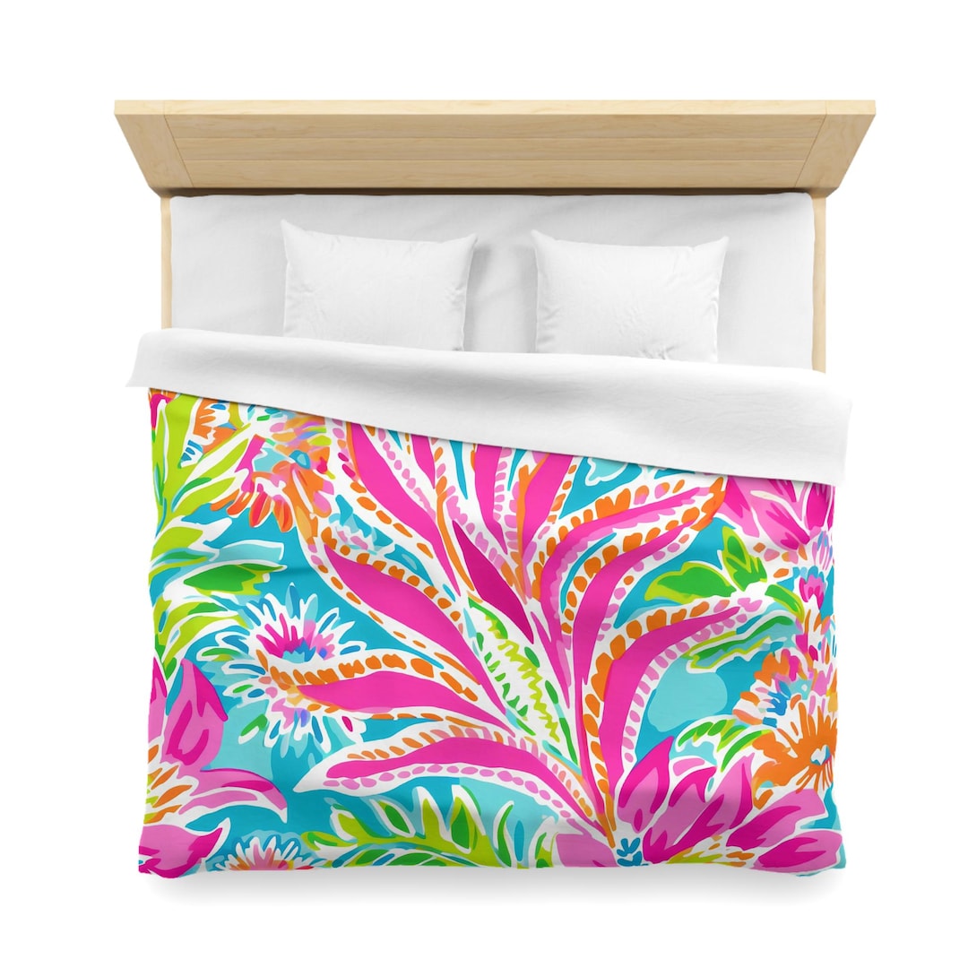 Vibrant Tropical Floral Microfiber Duvet Cover: Summer Bedding - Etsy