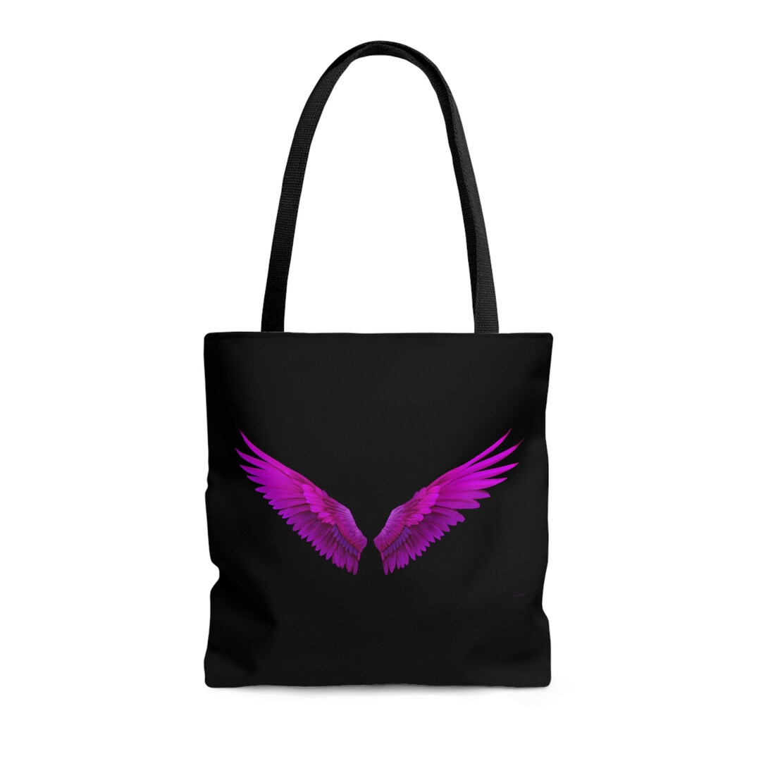 Fuchsia Angel Wings Tote Bag: Spiritual Canvas Shopper - Etsy