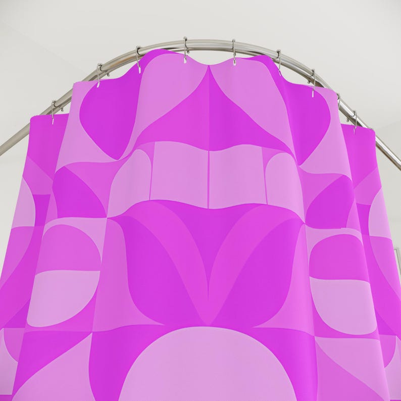 Pink Geometric Retro Pattern Shower Curtain | Mid Century Modern ...