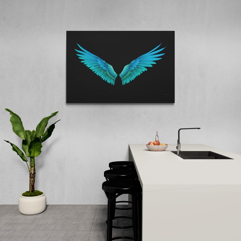 Angel Wings, Turquoise, Spiritual, Wall Art, Wall Art Canvas, Wall Art ...