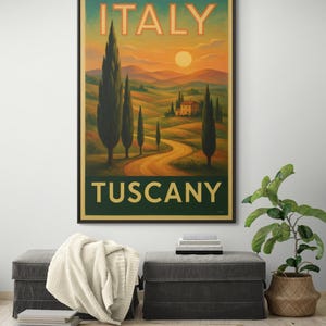Tuscany Art Print, Vintage Wall Decor, Italian Landscape Artwork, Home ...