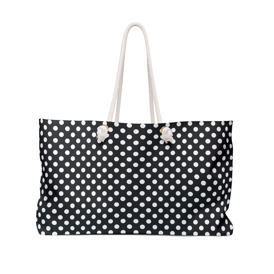 Black and White Polka Dot Weekender Bag - Stylish Travel Tote, Beach ...