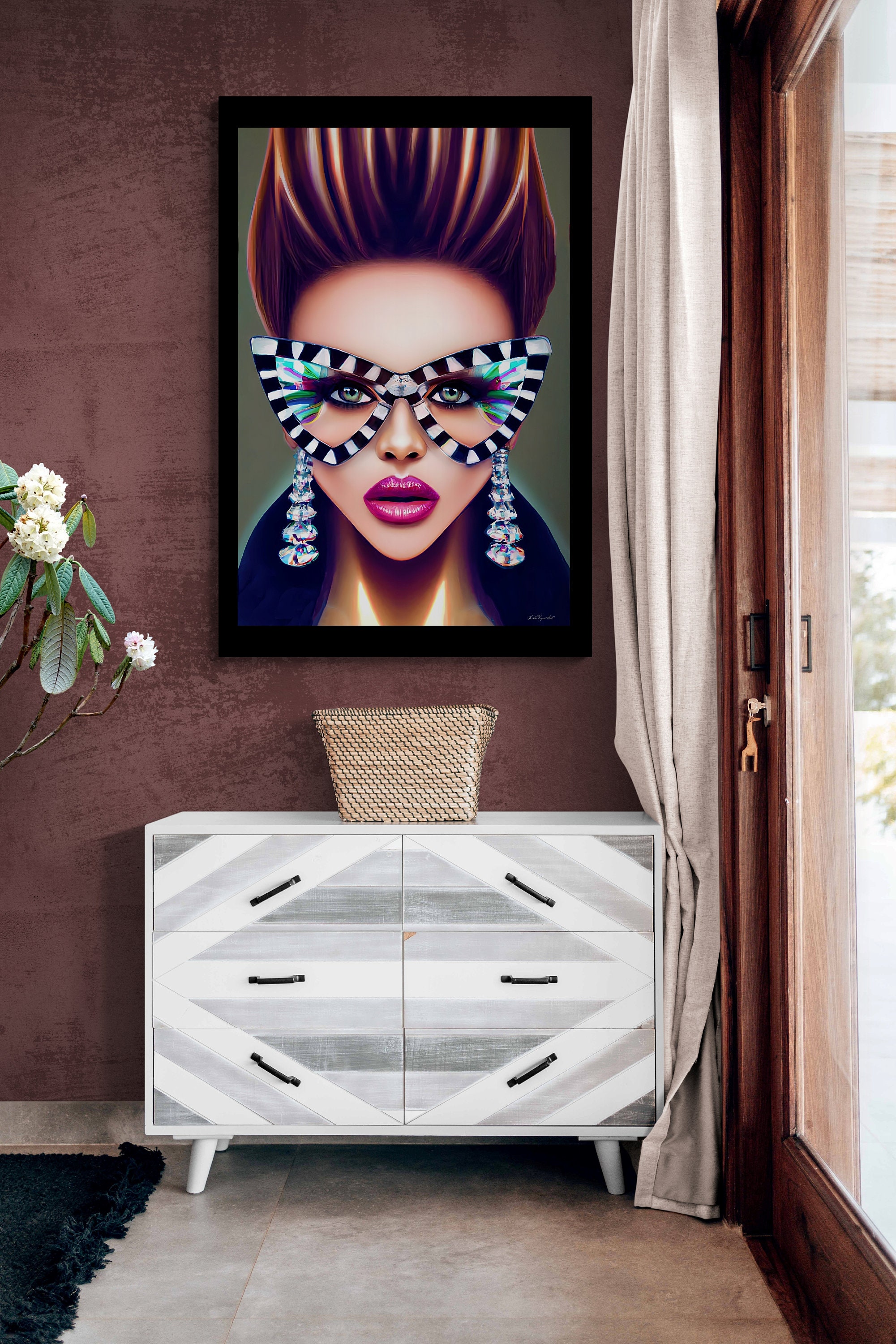 Wall Art, Wall Art Canvas, Wall Art Décor, Glasses, Wall Art Woman ...