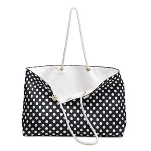 Black and White Polka Dot Weekender Bag - Stylish Travel Tote, Beach ...