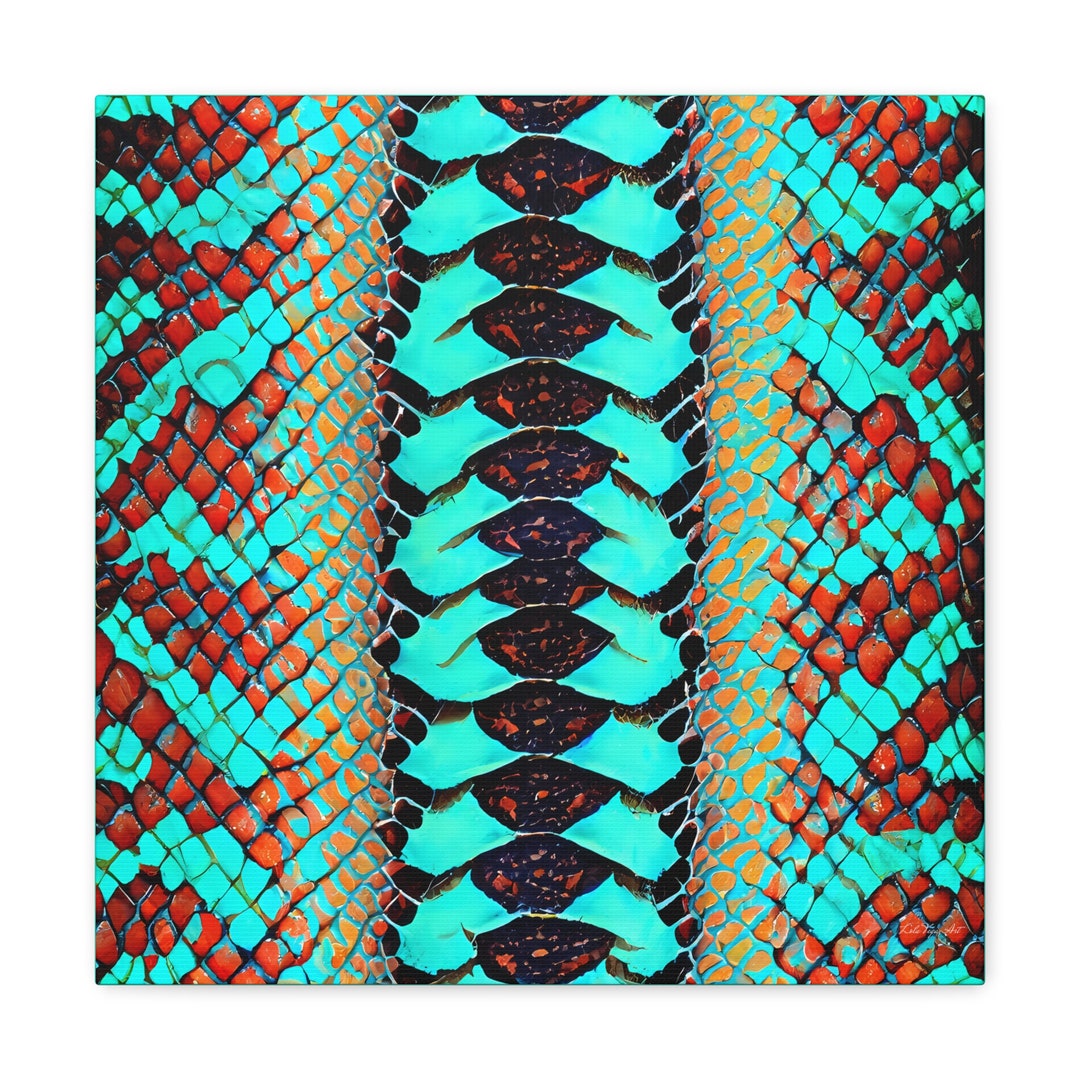 Turquoise Python Snake Skin Wall Art, Southwestern Art, Reptile Skin ...