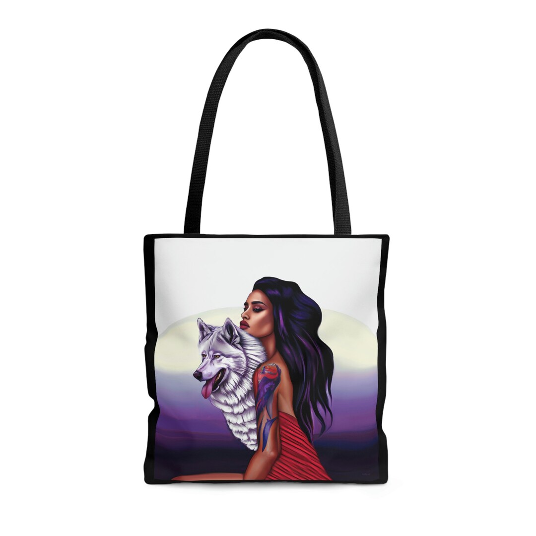 Native American Woman, Wolf, Indian, Canvas Bag, Tote Bag, Gifts for ...