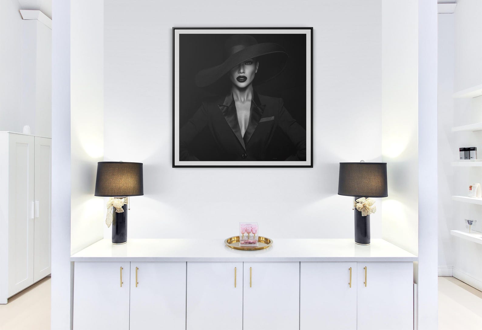 Glamorous Woman Canvas Art: Black and White Fedora Fashionista Decor - Etsy