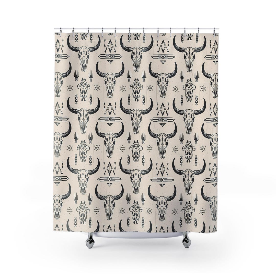 Rustic Bull Skull Shower Curtain: Boho Western Bathroom Decor - Etsy