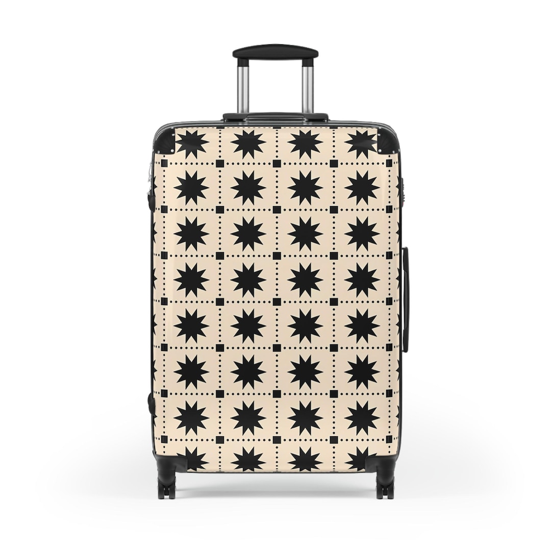 Black Star Grid Suitcase | Patterned Carry-on Luggage - Etsy