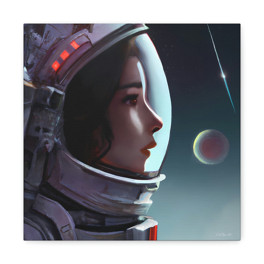 Female Astronaut, Space Art, Space Art Print, Astronaut in Space, Wall ...